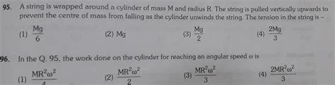 [answered] 95 a string is wrapped around a cylinder of mass m and kunduz