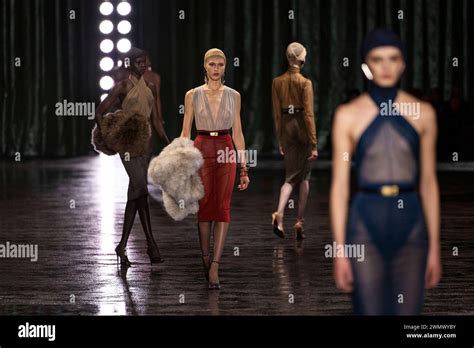 Eds Note Nudity Models Wear Creations As Part Of The Saint Laurent
