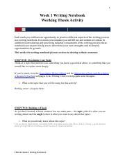 Week 1 Writing Notebook Developing A Thesis Course Hero