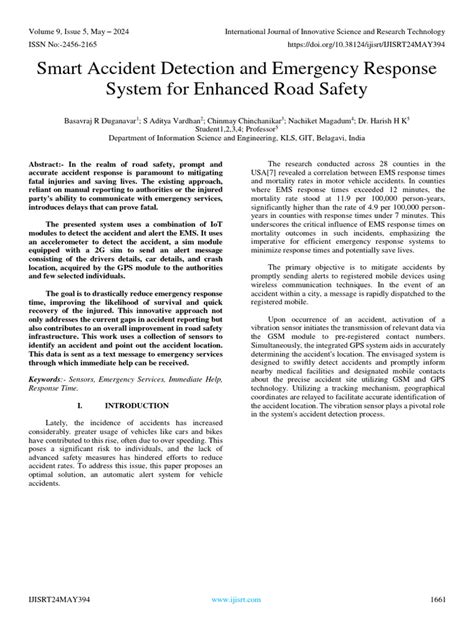 Smart Accident Detection And Emergency Response System For Enhanced Road Safety Pdf