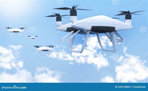Multi Drone Collaboration For Various Tasks Using Drones To Find Information Stock Illustration