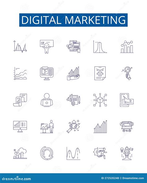 Digital Marketing Line Icons Signs Set Design Collection Of Digital Marketing Seo Social