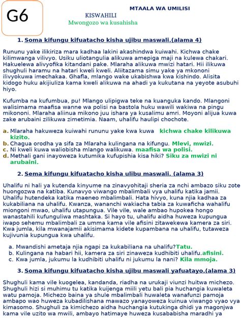 Grade 6 Combined Marking Schemes Pdf