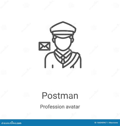 Postman Icon Vector From Profession Avatar Collection Thin Line Postman Outline Icon Vector