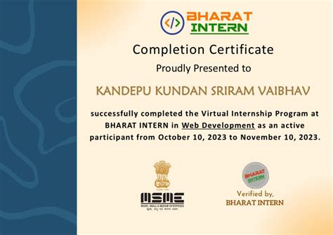Kundan Vaibhav On Linkedin Bharathintern Webdevelopment Html