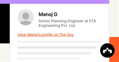 Manoj G Senior Planning Engineer At Eta Engineering Pvt Ltd The Org