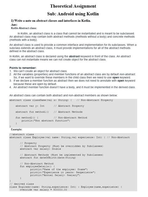 theoretical assignment kotlin pdf class computer programming