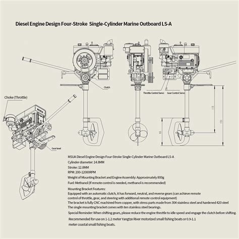 Underwater Propeller Fixed Long Bracket Set For Retrol 2 6cc Single Cylinder 4 Stroke Gasoline