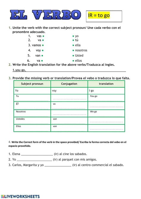Ir Verb Practice Worksheet Live Worksheets Worksheets Library