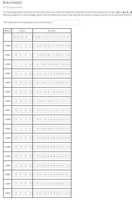 Solved Binary Puzzle 8 The Following Program Intends To