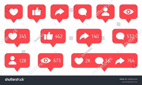 Social Media Notification Icon Vector Stock Vector Royalty Free 2458053549 Shutterstock