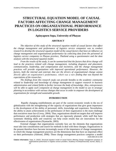 Pdf Structural Equation Model Of Causal Factors Affecting Dokumen Tips