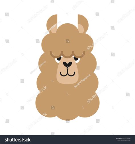 Cute Simple Llama Head Vector Illustration Stock Vector Royalty Free