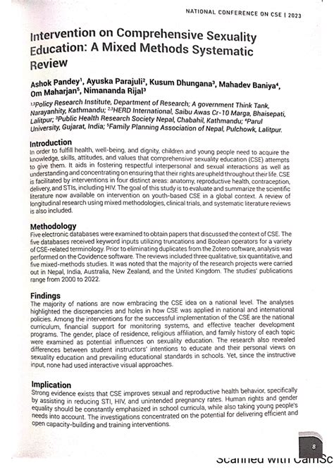 PDF Intervention On Comprehensive Sexuality Education A Mixed Methods Systematic Review