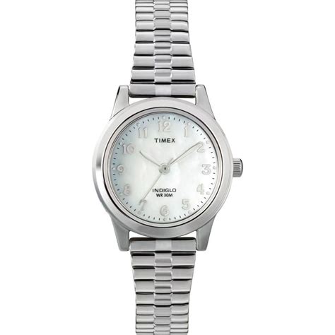 Timex T2m826 Womens Essex Avenue Mother Of Pearl Expansion Band Watch