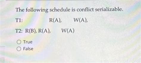 Solved The Following Schedule Is Conflict Serializable T1