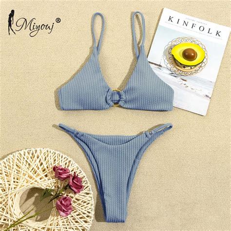 Jual Sexy Women Bikinis High Cut Rib Swimwear Womens Solid Beachwear