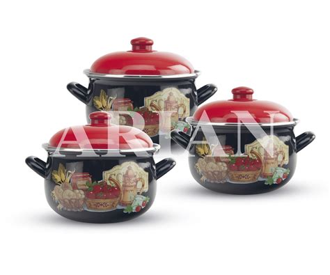 Set 5 Oale Emailate Cu Capac Arian Cantitate 2 L 2 8 L 3 8 L 4 8 L