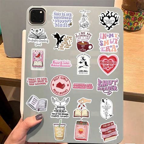 52pcs Bookish Smutty Reading Doodle Stickers For Decorating Guitar Notebook Luggage DIY