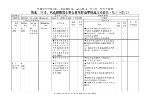质量、环境、职业健康安全整合管理体系审核通用检查表doc 图集下载建筑智库建筑论文网站施工方案下载建筑图集免费下载网站建筑资料网站