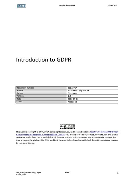 Osix Gdpr Introduction 1 Pdf