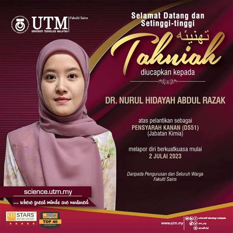 Welcome On Board Dr Nurul Hidayah Abdul Razak Faculty Of Science Universiti Teknologi Malaysia
