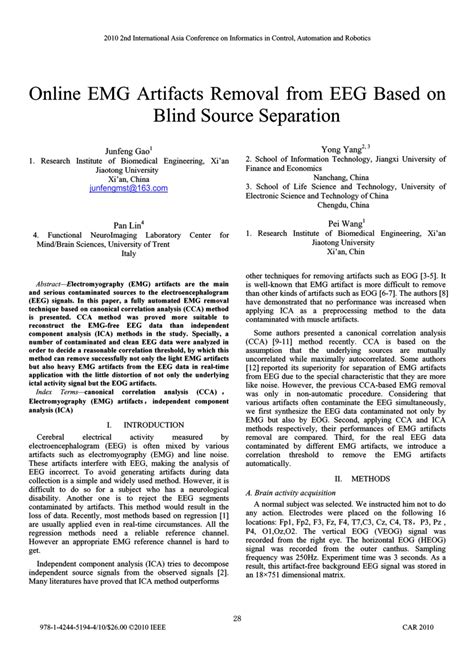 Pdf Online Emg Artifacts Removal From Eeg Based On Blind Source Separation