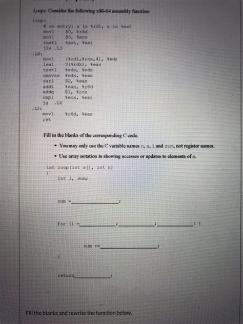 Solved Loops Consider The Following X86 64 Assembly