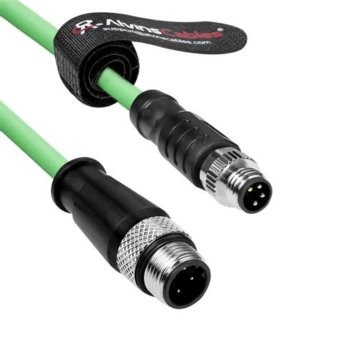 Alvins Cables M8 A Code 4 Pin Male To M12 D Code 4 Pin Male Ethernet Cable High Flex Shielded