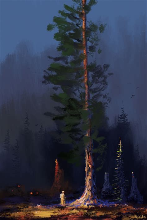 Download Wallpaper 1600x2400 Mage Silhouette Tree Trunk Forest Art