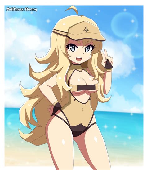 Rule 34 D Ahoge Alternate Costume Antenna Hair Bare Arms Bare Thighs Beach Blonde Hair
