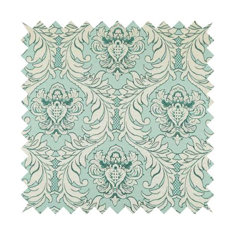 Sultan Collection Damask Pattern Silver Shine Effect Teal Blue Colour