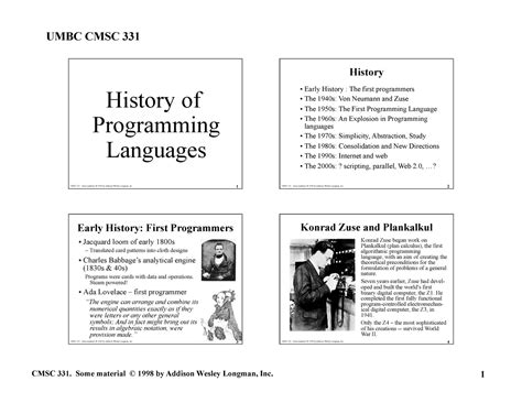 Historyof Programming Languages 2 Cmsc 331 Some Material © 1998 By