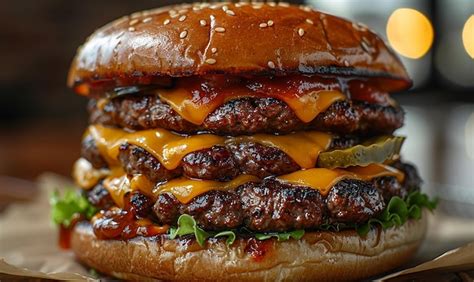 Burger Assembly In Action Premium Ai Generated Image