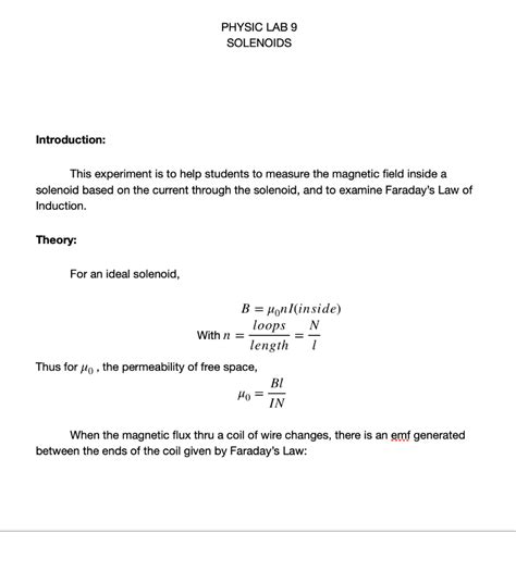 Lab Report Solenoid And Faraday S Law Please Help Me Chegg Com
