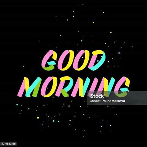 좋은 아침 브러쉬 기호 검은 배경에 페인트 문자입니다 인사말 카드 오버레이 포스터를 위한 디자인 템플릿 그래피티에 대한 스톡 벡터 아트 및 기타 이미지 Istock