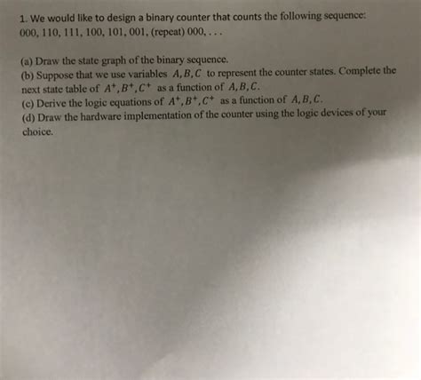 Solved We Would Like To Design A Binary Counter That Chegg