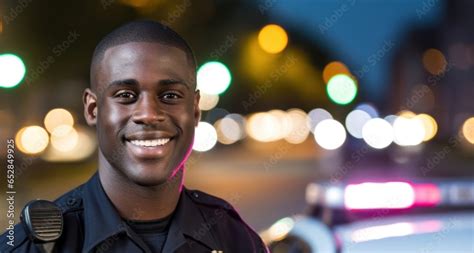 Black Male Police Officer Employee Work Role Workplace Backdrop