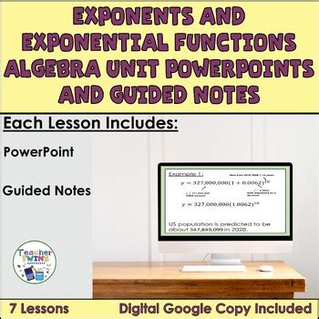 Exponents And Exponential Functions Algebra Unit PowerPoints And Guided