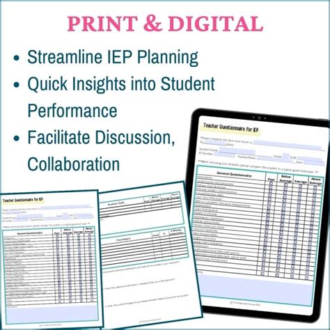 General Education Iep Input Form Teacher Input Forms Iep Tpt