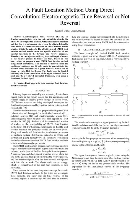 pdf a fault location method using direct convolution electromagnetic