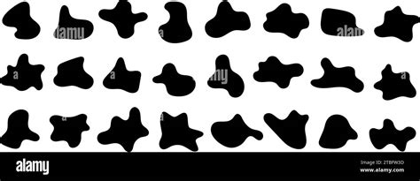 Abstract Organic Shapes Set Irregular Liquid Forms Collection Black Amoeba Blobs Blotches