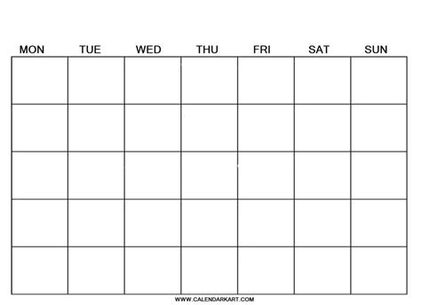 Free Printable Blank Calendar Templates 2026 Calendar Printable