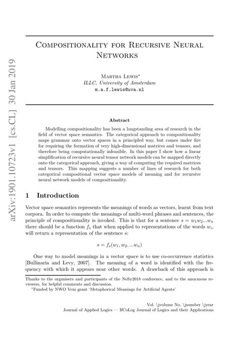 Pdf Compositionality For Recursive Neural Networks