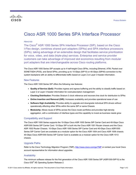 Cisco Asr 1000 Series Spa Interface Processor