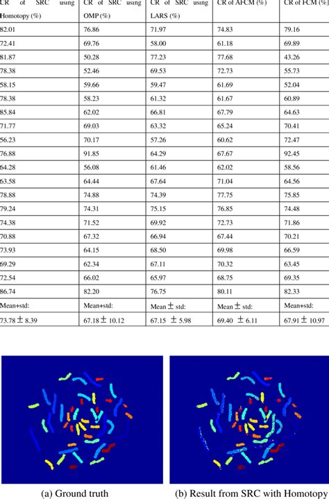 cr of src using different sparse representation computations homotopy