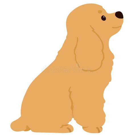 Flat Colored Adorable Simple English Cocker Spaniel Sitting In Side