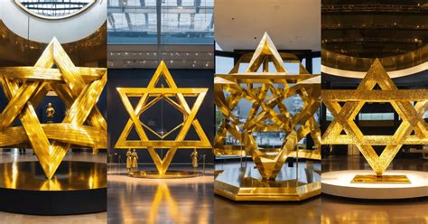 Lexica A Huge Stainless Steel Golden Sculpture Of Star Of David In A