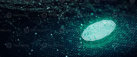 Fingerprint Scan Provides Security Access With Binary Code On Deep Blue