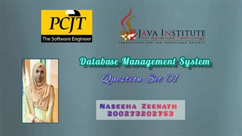 Question Set 01 Database Management System 1st Year Java Institute Youtube